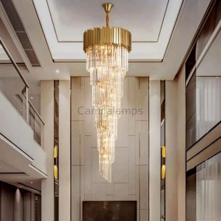 Bahay 2-Story Crystal Round Chandelier - Camilalamps