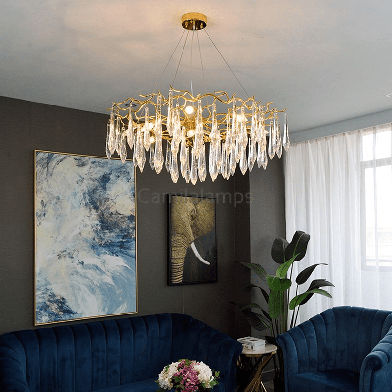Hurrey Branch Crystal Raindrop Chandelier - Camilalamps