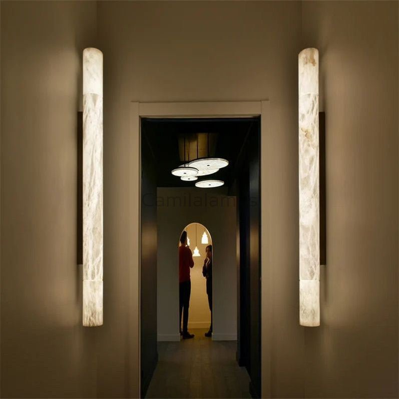 Lavinia Alabaster Round Tube Wall Sconce - Camilalamps